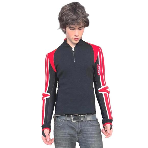 Spyder | Sweaters | Vintage Spyder Black Red Wool Padded Ski Racing ...